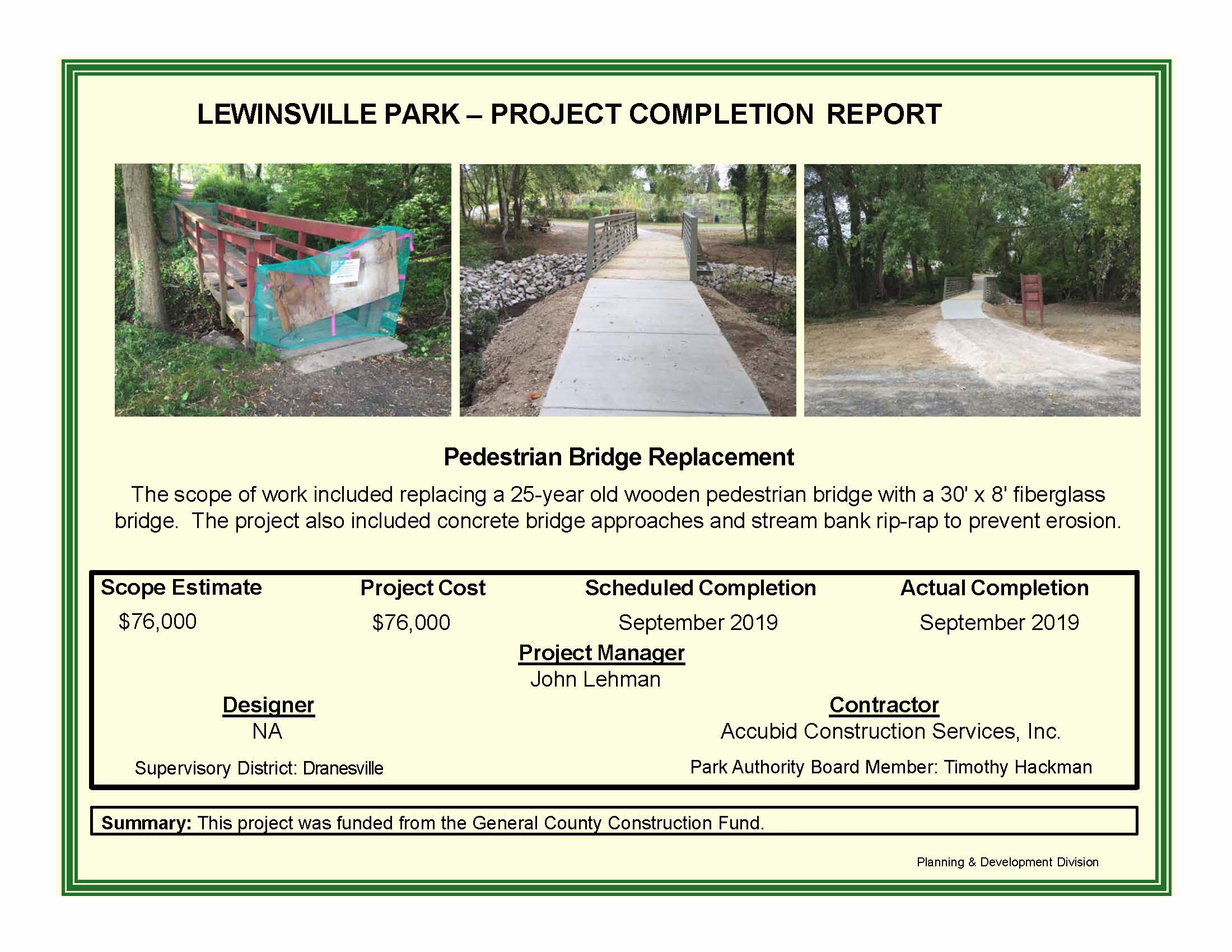 Dranesville District Projects | Park Authority